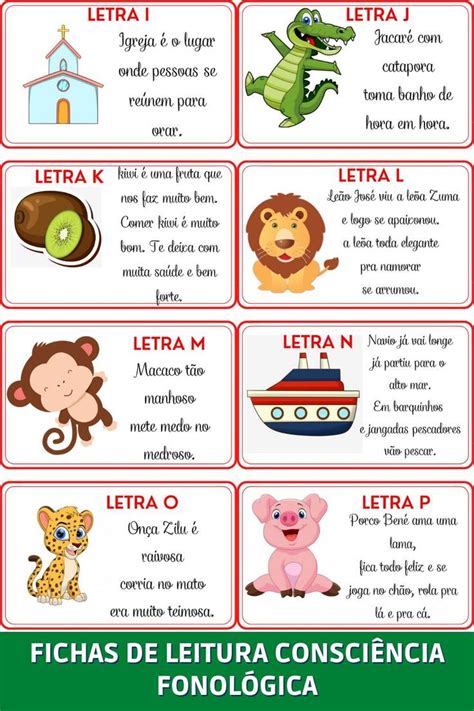 Fichas De Leitura ConsciÊncia FonolÓgica Letramento Na Educação