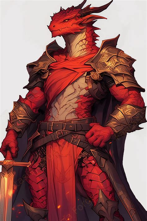 Male Red Dragonborn Fighter String Dnd Red Draconian Dnd Red Dragons