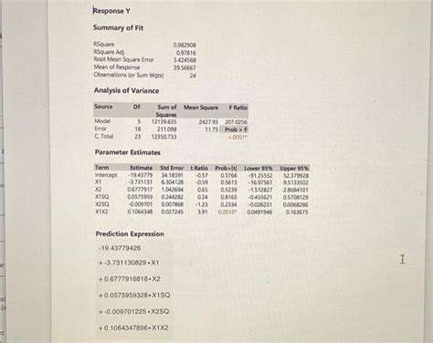 Solved Now Using The JMP Output For The Second Order Linear Chegg Com