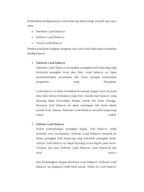 Jenis Load Balancer Dan Metode Load Balancing Pdf