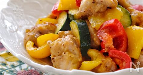 ＊鶏肉とパプリカとズッキーニの和風ハニーマスタード炒め＊ レシピサイトnadia