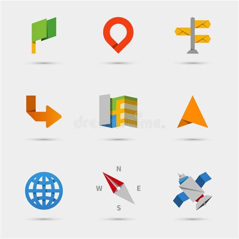 Map Location And Navigation Icons In Flat Paper Stock Vector Illustration Of Post Navigation