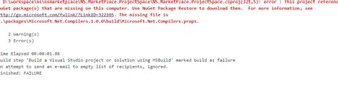 Visual Studio Jenkins Throwing Error While Building Net Project