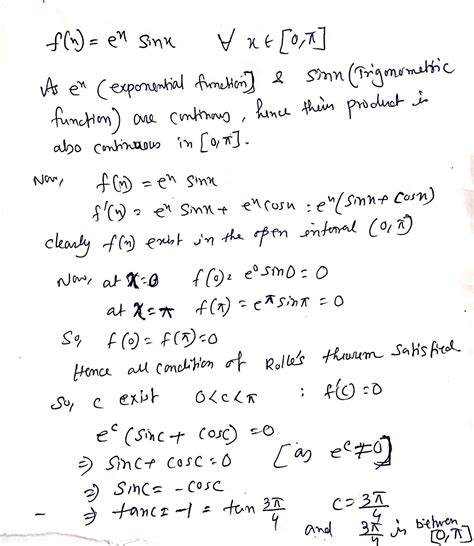 Update ANS Examine The Validity And Conclusion Of Rolle S Theorem For The Function F X Ex