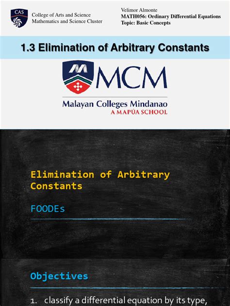 Elimination Of Arbitrary Constants Pdf Equations Differential Equations
