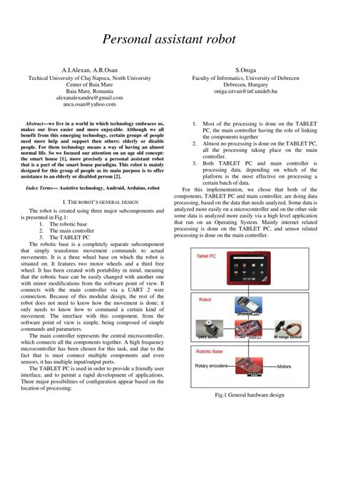 Pdf Personal Assistant Robot