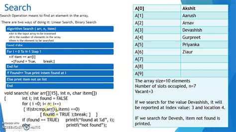 Search Operation In Arrays Part I Youtube