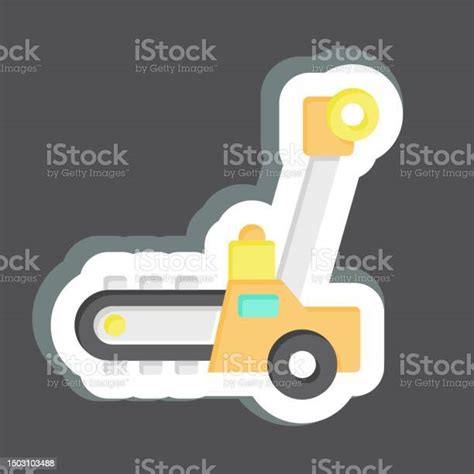 스티커 트렌처 건설 차량 기호와 관련이 있습니다 심플한 디자인 편집 가능 간단한 그림 X 레이에 대한 스톡 벡터 아트 및 기타