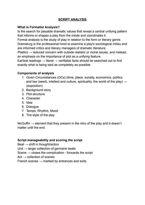 SOLUTION Script Analysis Class Notes Studypool