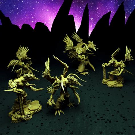 3d Printable Avian Themed Spawns Of Chaos With Multiple Poses And Optional Wings By Lex Addams