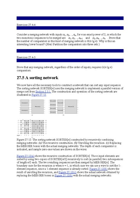 Algorithm Part 7 Sorting Networks Chapter 27 Exercises 27 4