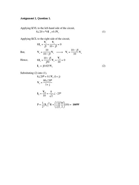 Assignment 1 Solution Download Free Pdf Electrical Engineering Electronic Engineering