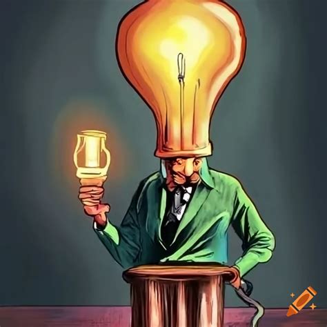 Fluoresent Light Thomas Edison Cartoon