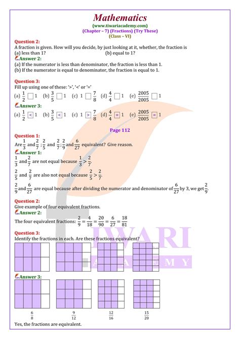 Ncert Solutions For Class 6 Maths Chapter 7 Fractions