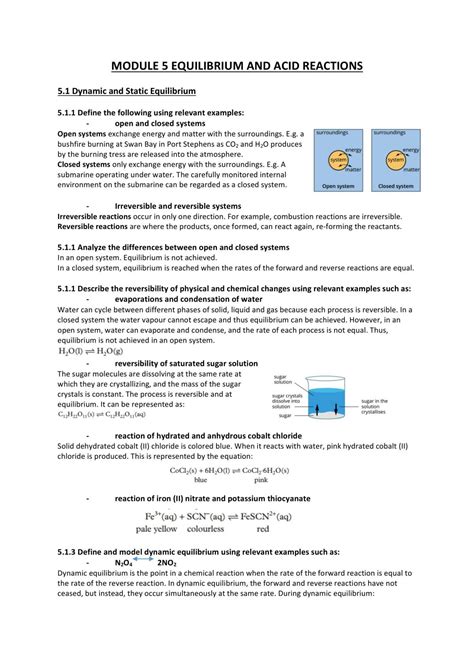 Module 5 Equilibrium And Acid Reactions Chemistry Year 12 Hsc