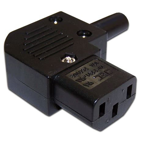IEC 60320 C13 connector (socket), 10A, 250V, angled, dismountable, black