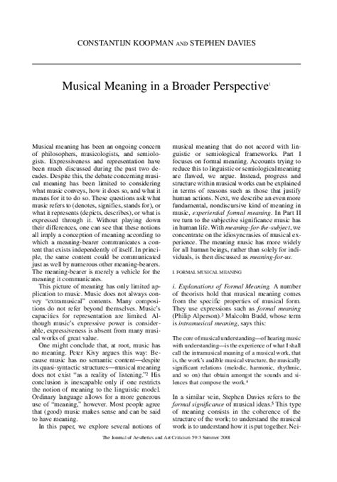 Pdf Musical Meaning In A Broader Perspective