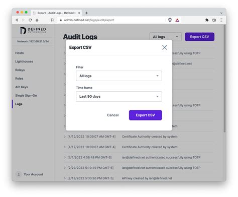 Viewing And Downloading Audit Logs Managed Nebula Docs