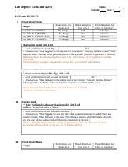 Lab Report Acids And Bases CHEM A Docx Lab Report Acids And Bases Name Section Score
