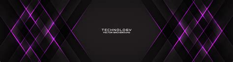 3d 블랙 테크노 추상적 배경은 보라색 라이트 라인 효과 장식으로 어두운 공간에 레이어를 겹칩니다 배너 전단지 카드 또는 브로셔