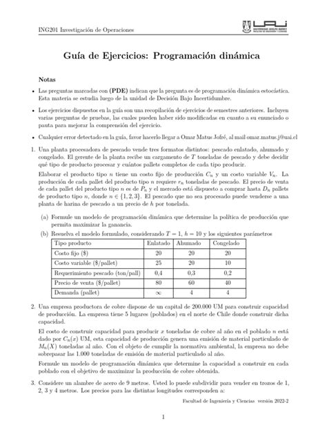Guía Pd Enunciados Pdf Programación Dinámica Business