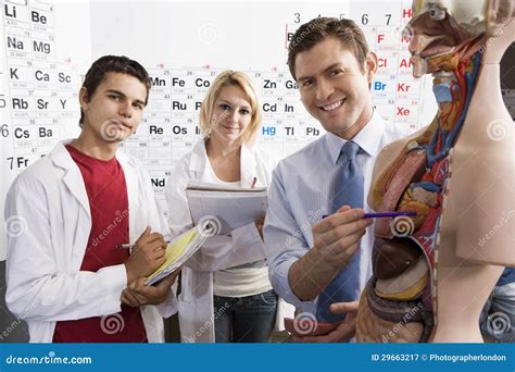 Professor With Students In Science Class Stock Image Image Of