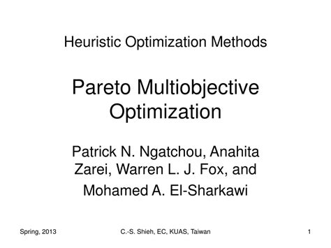 Ppt Heuristic Optimization Methods Pareto Multiobjective Optimization Powerpoint Presentation