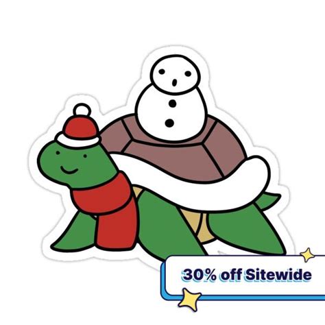 Winter Turtle And Snowman Sticker For Sale By Saradaboru Turtle Snowman Stickers