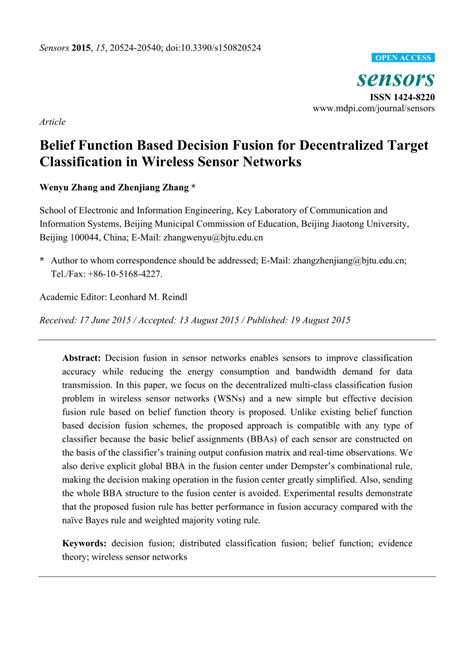 Pdf Belief Function Based Decision Fusion For Decentralized Target