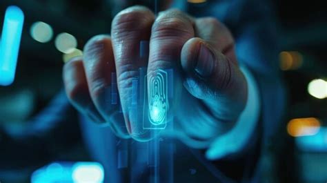 Male Businessman Uses Fingerprint Scanning To Unlock And Access