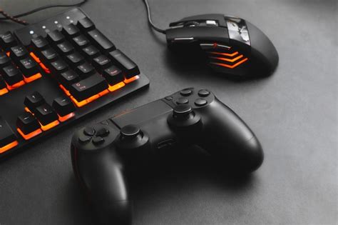 Premium Photo A Keyboard And Mouse For Gamer Together A Joystick
