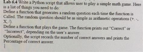 Solved Lab Write A Python Script That Allows User To Chegg Com