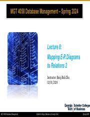 Mapping E R Diagrams To Relations Database Management Solutions Course Hero