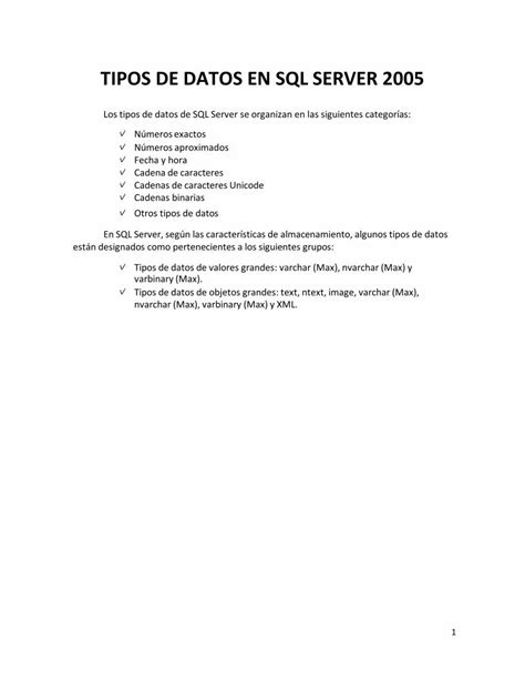 Pdf Tipos De Datos En Sql Server 2005 Dokumentips