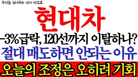 현대차 주가전망 3급락 120선까지 이탈하나 절대 매도하면 안되는 이유 오늘의 조정은 오히려 기회 현대차주가전망 현대차 현대차주식 Youtube