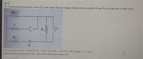 Solved The Current Going Through The Resistor R¡ In The
