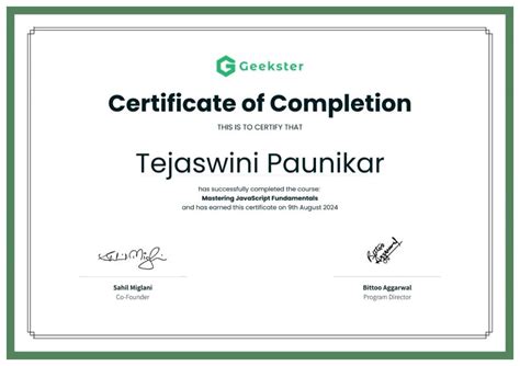 Completed Javascript Fundamentals From Geekster Tejaswini Paunikar