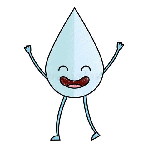 Wassertropfen Kawaii Charakter Vektor Abbildung Illustration Von Kühl