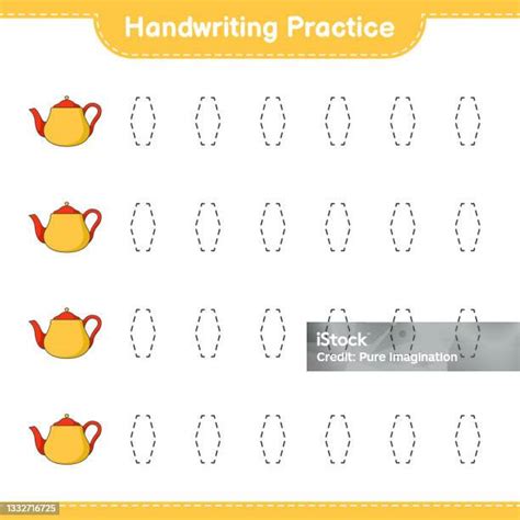 필기 연습 주전자의 라인을 추적할 수 있습니다 교육 어린이 게임 인쇄 워크 시트 벡터 일러스트레이션 0명에 대한 스톡 벡터 아트 및 기타 이미지 Istock