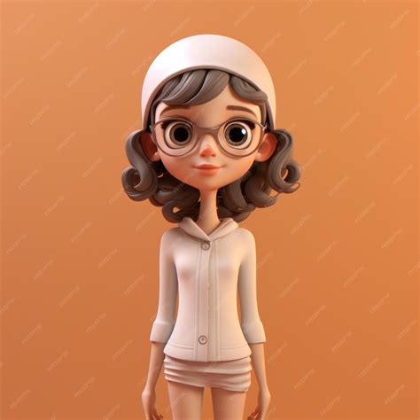 Premium Photo Sophia Lifelike Cartoon Girl In Glasses Minimalist 3d