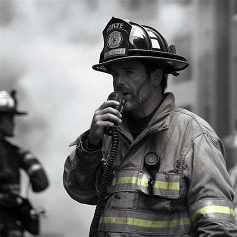 A Firefighter Communicating With A Command Center Through A Radio4 A Firefighter Communicating With A Command Center Through A Radio4