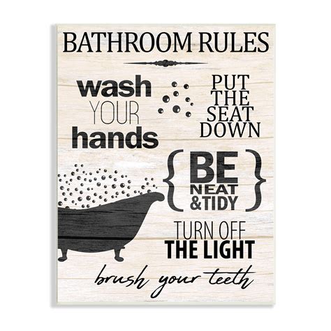 Stupell Industries Rustic Bathroom Rules Sign Wash Hands Typography By