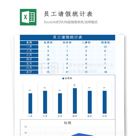 企业员工请假统计表excel模板模板免费下载xlsx格式编号35314265 千图网