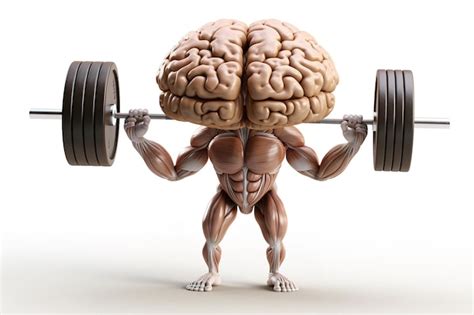 Premium Vector Brain Lifting Weights Cartoon Vector Illustration