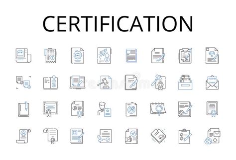 Certification Line Icons Collection Approval Accreditation Authentication Authorization