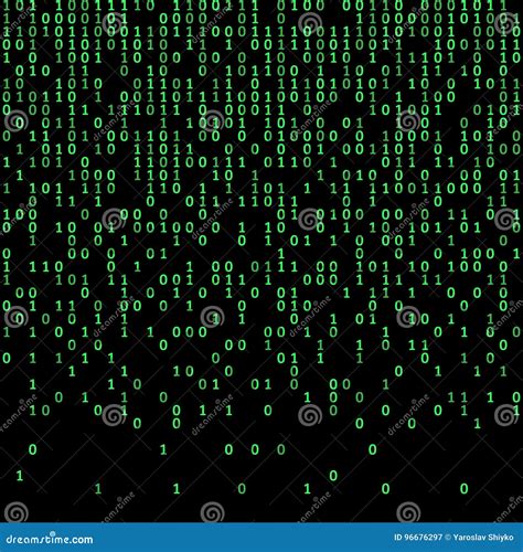 binary code green and dark background digits on screen stock vector