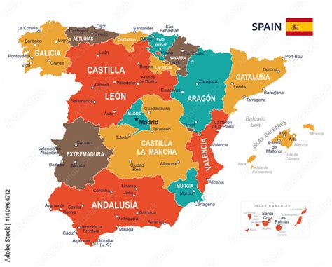 Plagát Spain Map Illustration Obraz Na Stenu Posterssk