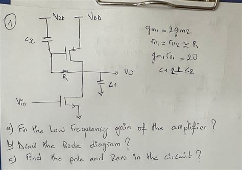 Solved A Fin The Low Frequency Gain Of The Amplifier B Chegg Com