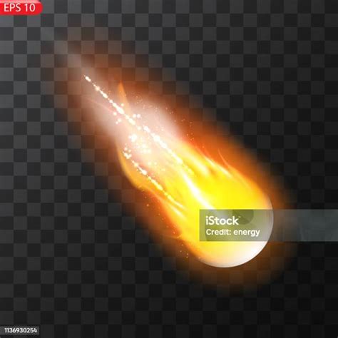 현실적인 떨어지는 혜성의 벡터 일러스트 레이 션입니다 고립 된 투명 한 배경입니다 슈팅 스타 유성 과학에 대한 스톡 벡터 아트