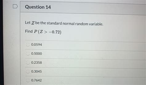 Solved Question 14 Let Z Be The Standard Normal Random